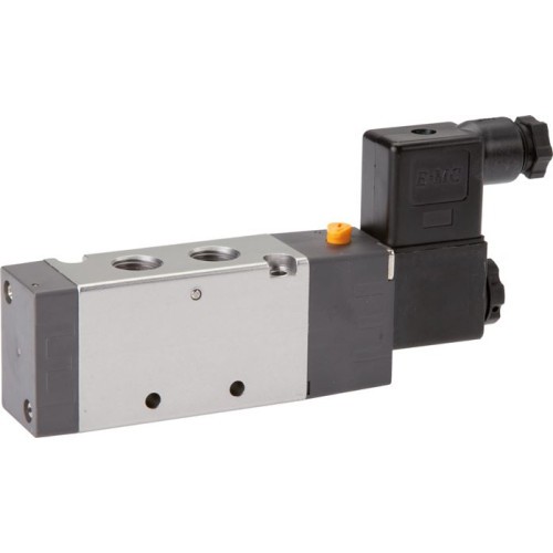 5/2-way solenoid valve, G 1/4", Spring return, 12 V DC